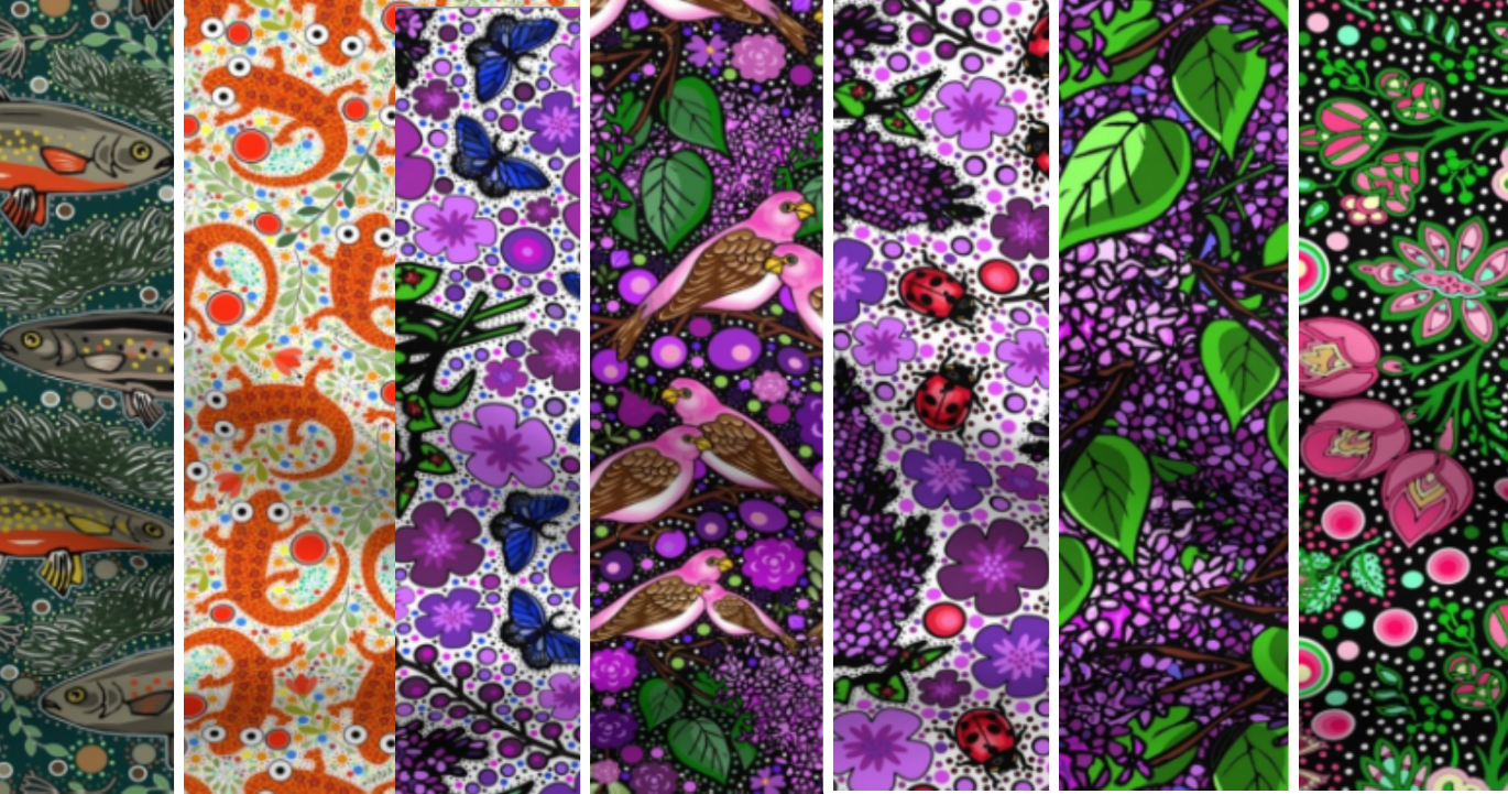 New Hampshire State Symbols Fabric Collection - Green Carbon 2112