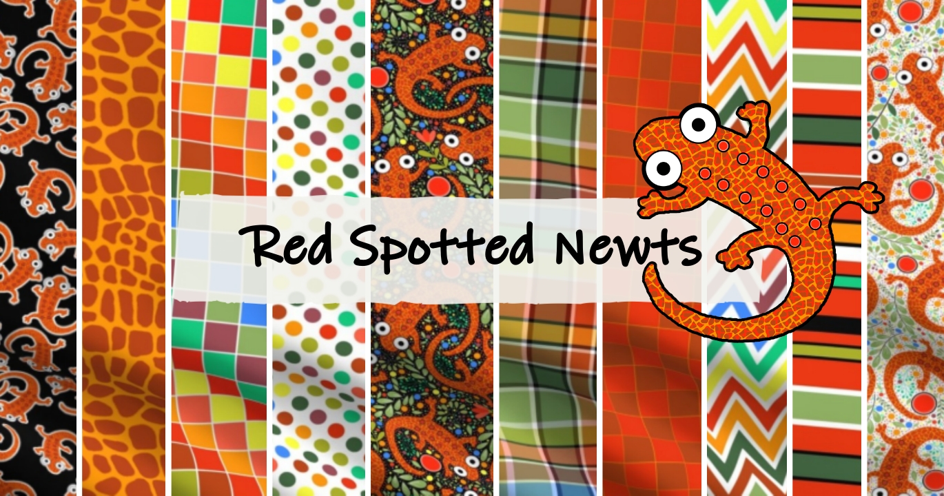 Red Spotted Newt Fabric Collection - Green Carbon 2112